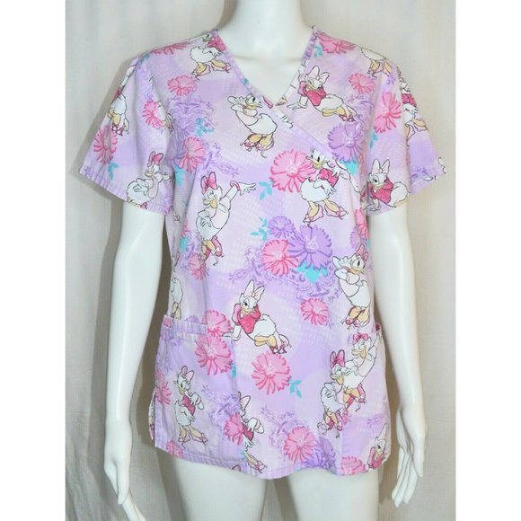 Disney | Tops | Disney Floral Daisy Duck Scrub Top Medical Nurse ...